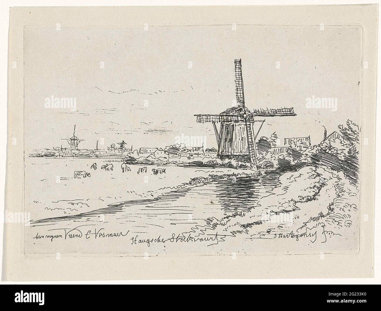 Landscape with mills; Haagsche Trekvaart Stock Photo - Alamy