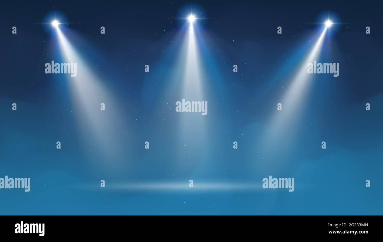 Spotlight backdrop. Illuminated blue stage. Background for displaying ...