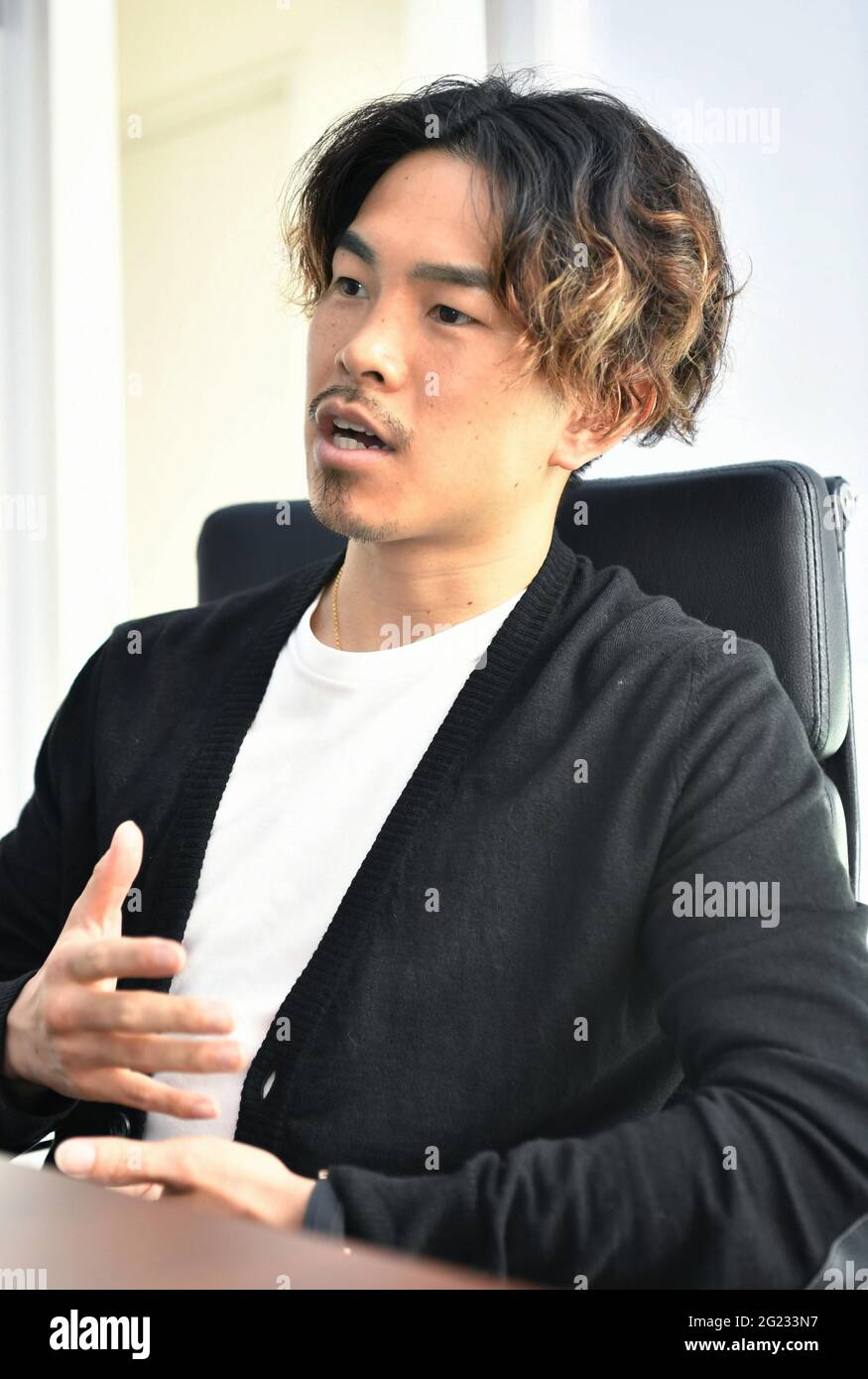 WBO super flyweight boxing champion Kazuto Ioka of Japan gives an ...