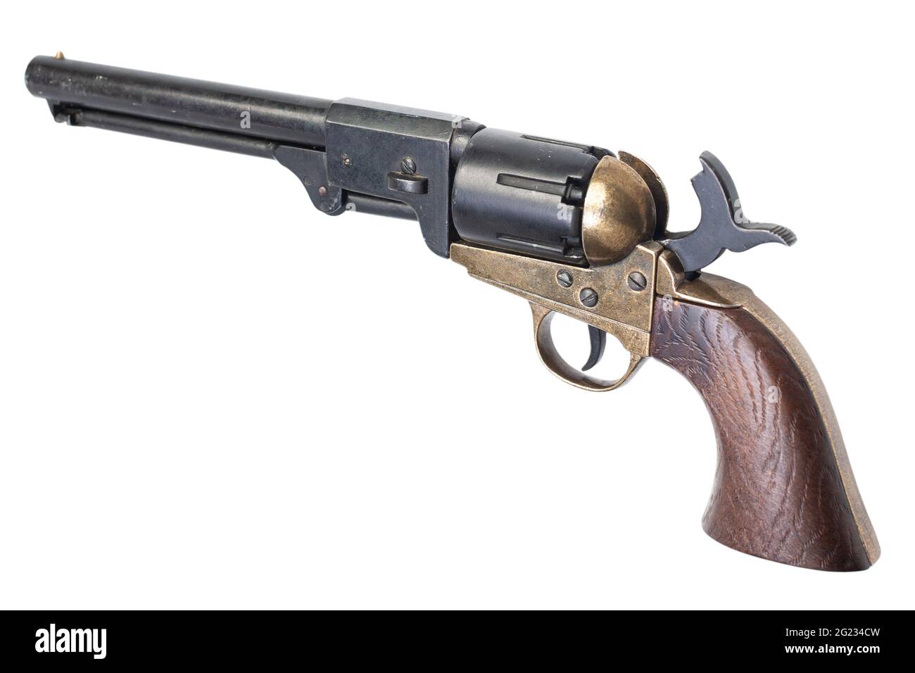Old West Gun - Cocked and Locked Army Revolver isolated on white ...