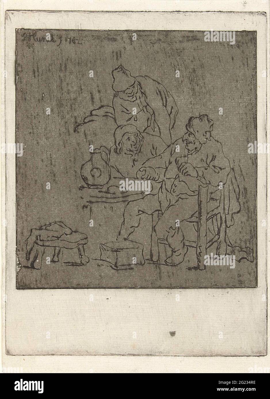 Three men around a table Stock Photo - Alamy