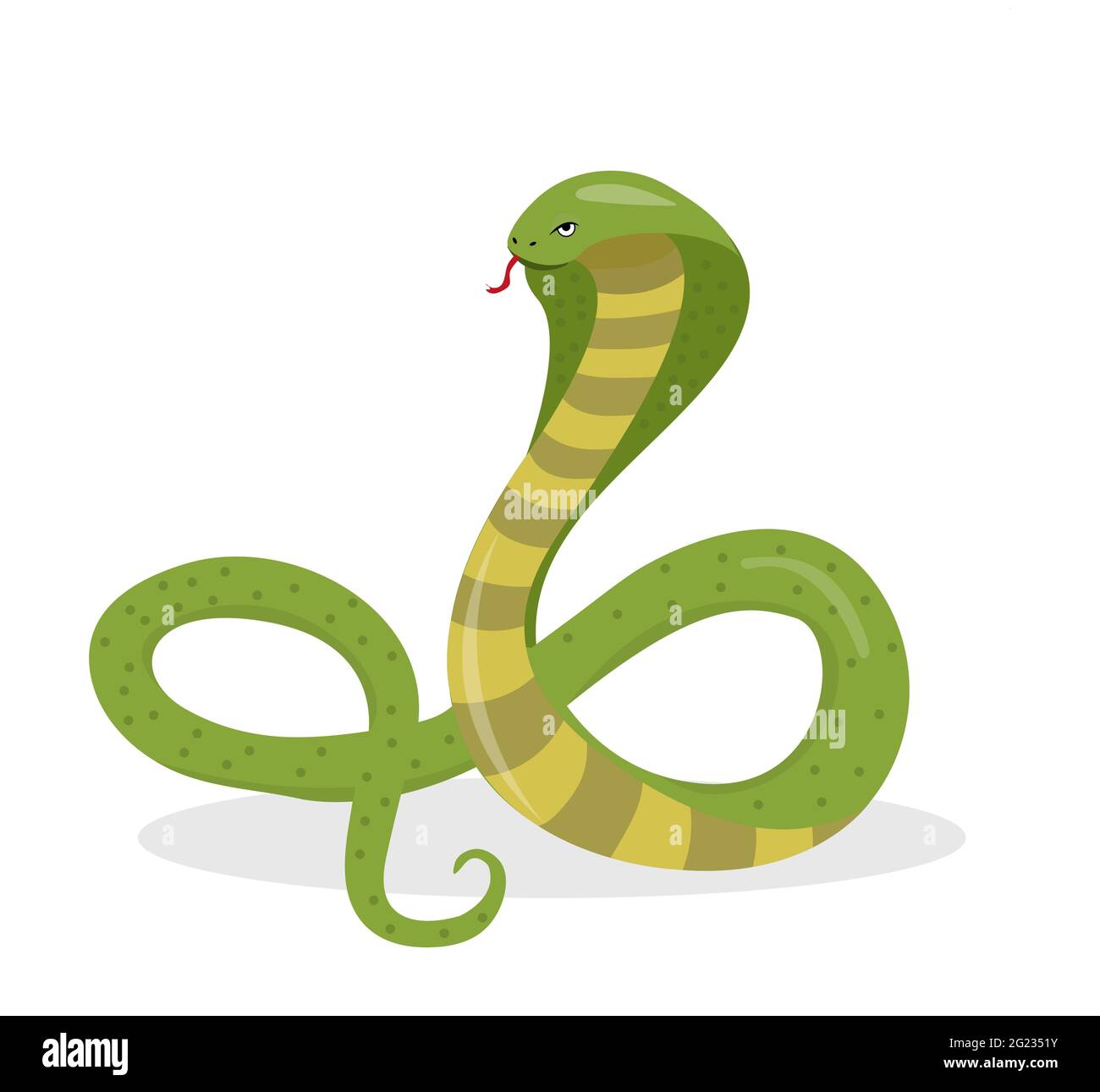 King cobra flat cartoon style. Snake isolated on white background, logo ...