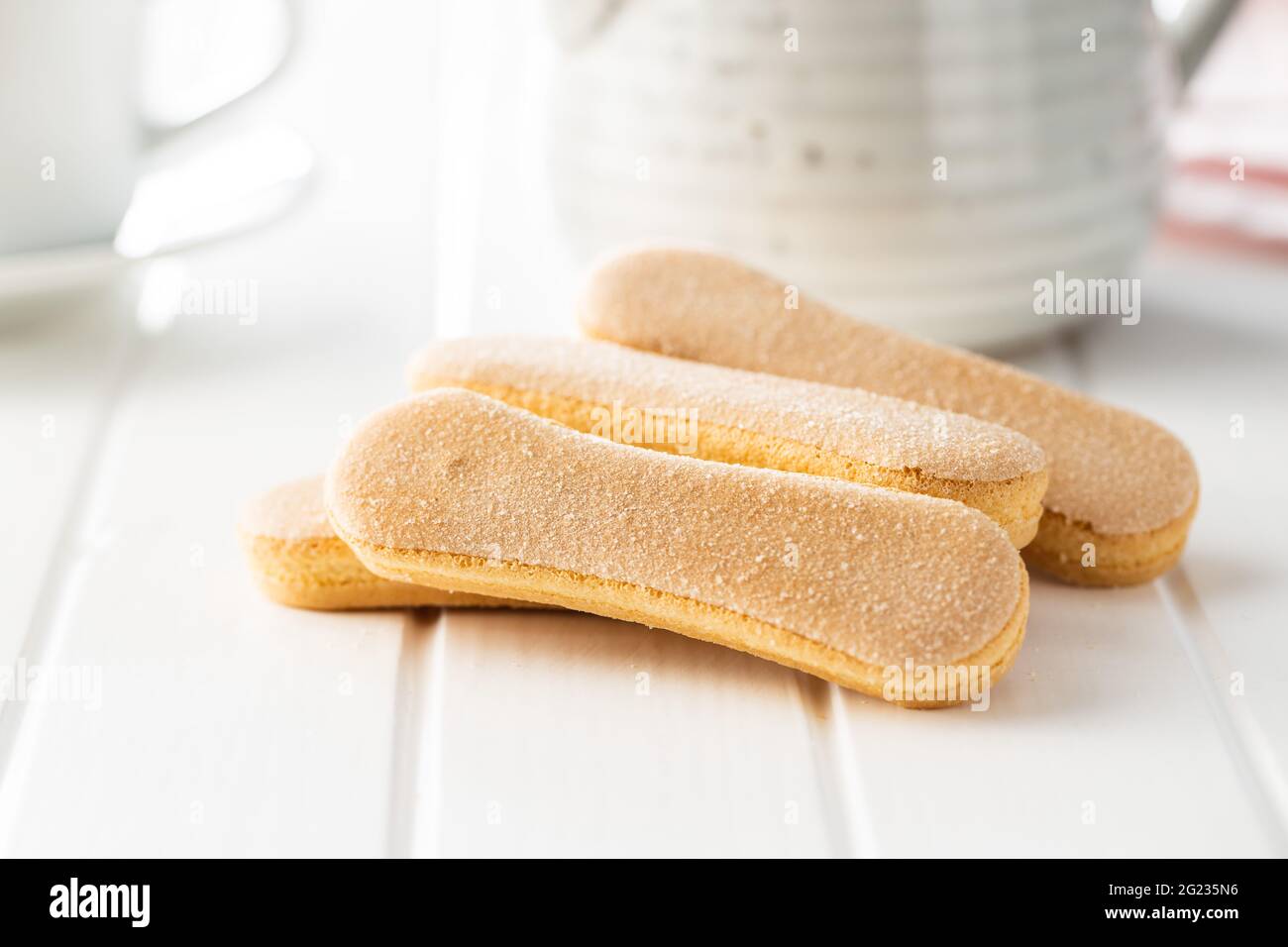 Italian cookie savoiardi. Sweet biscuits. Sponge cookies tiramisu on ...