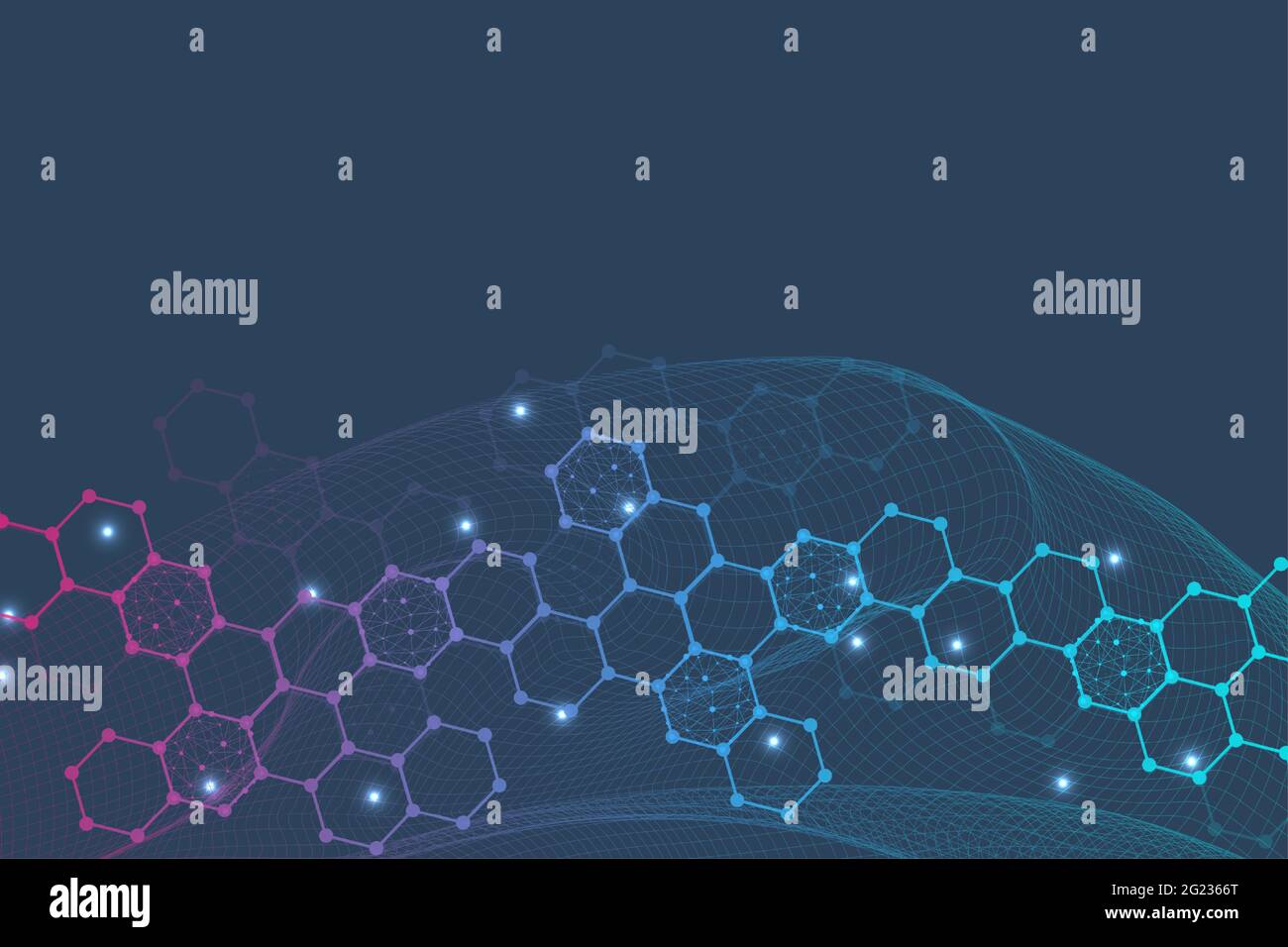 Science network pattern, connecting lines and dots. Technology hexagons ...