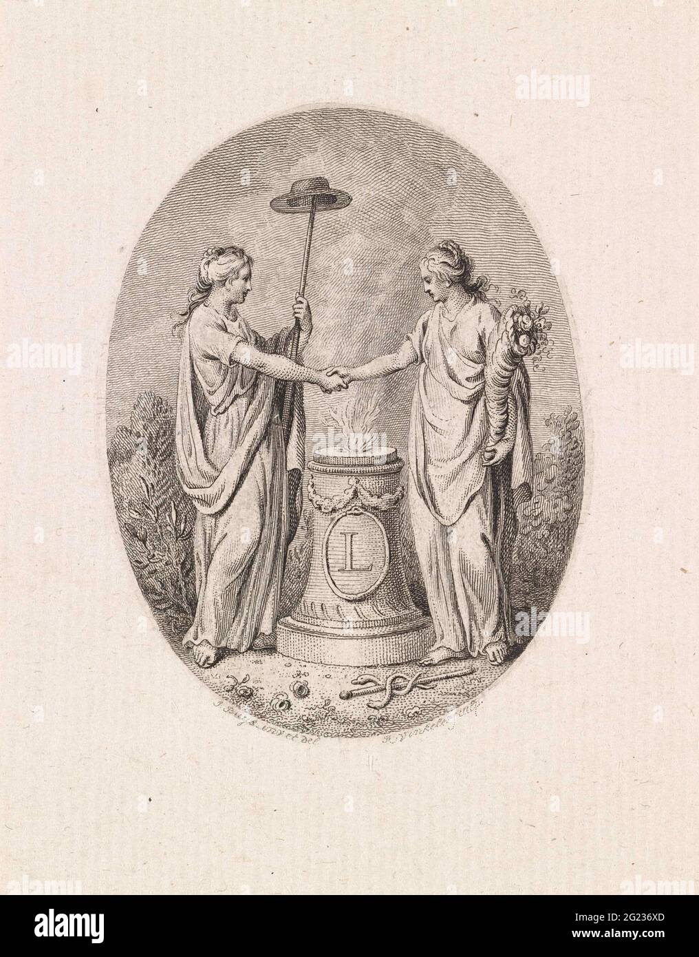 Allegory on freedom with a personification of freedom and one of ...