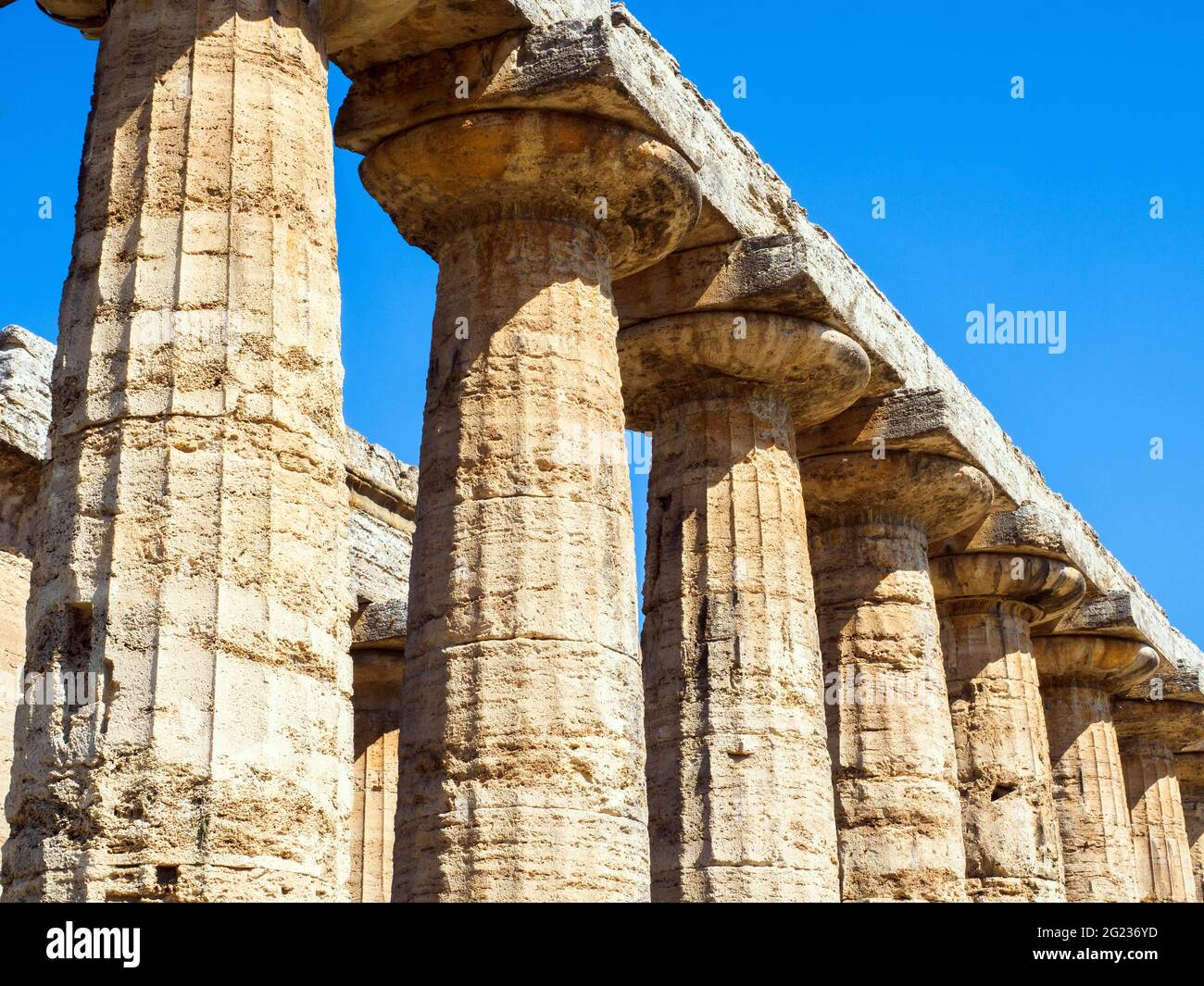 Detail of the Greek doric style temple of Hera (archaic temple ...