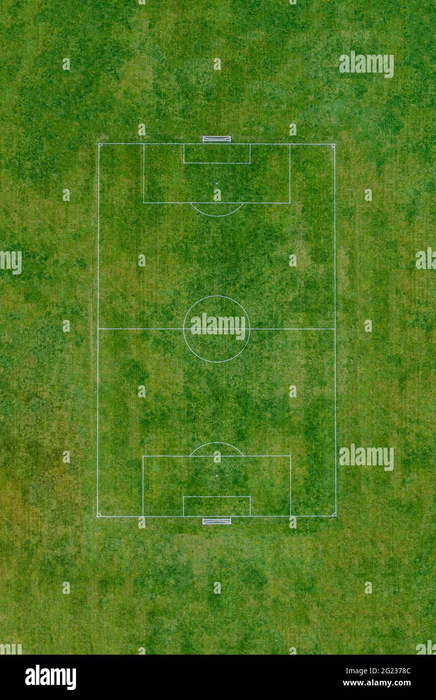Top down view of green soccer field Stock Photo - Alamy