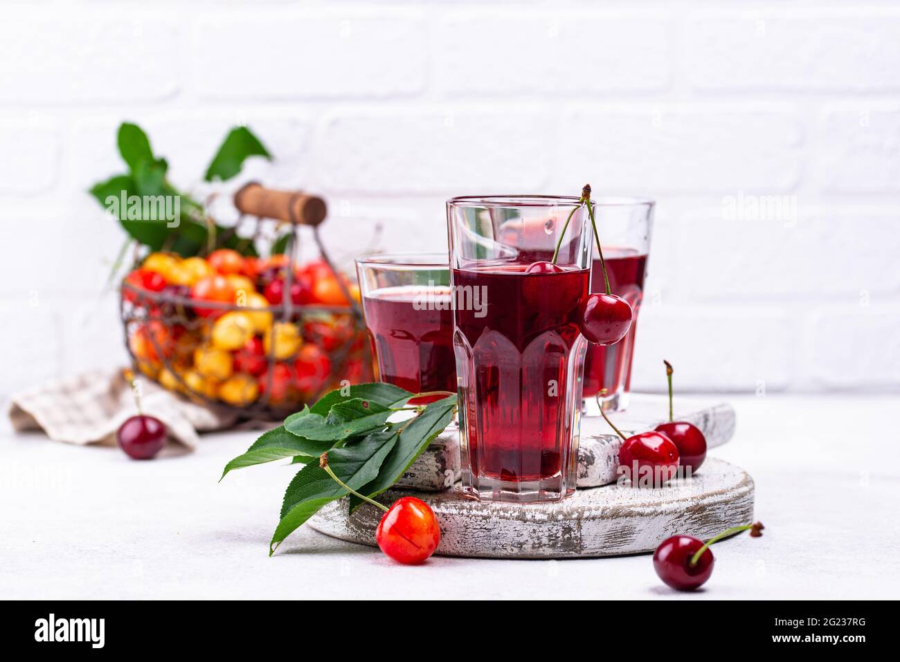 Fresh cherry juice. Summer drink Stock Photo - Alamy