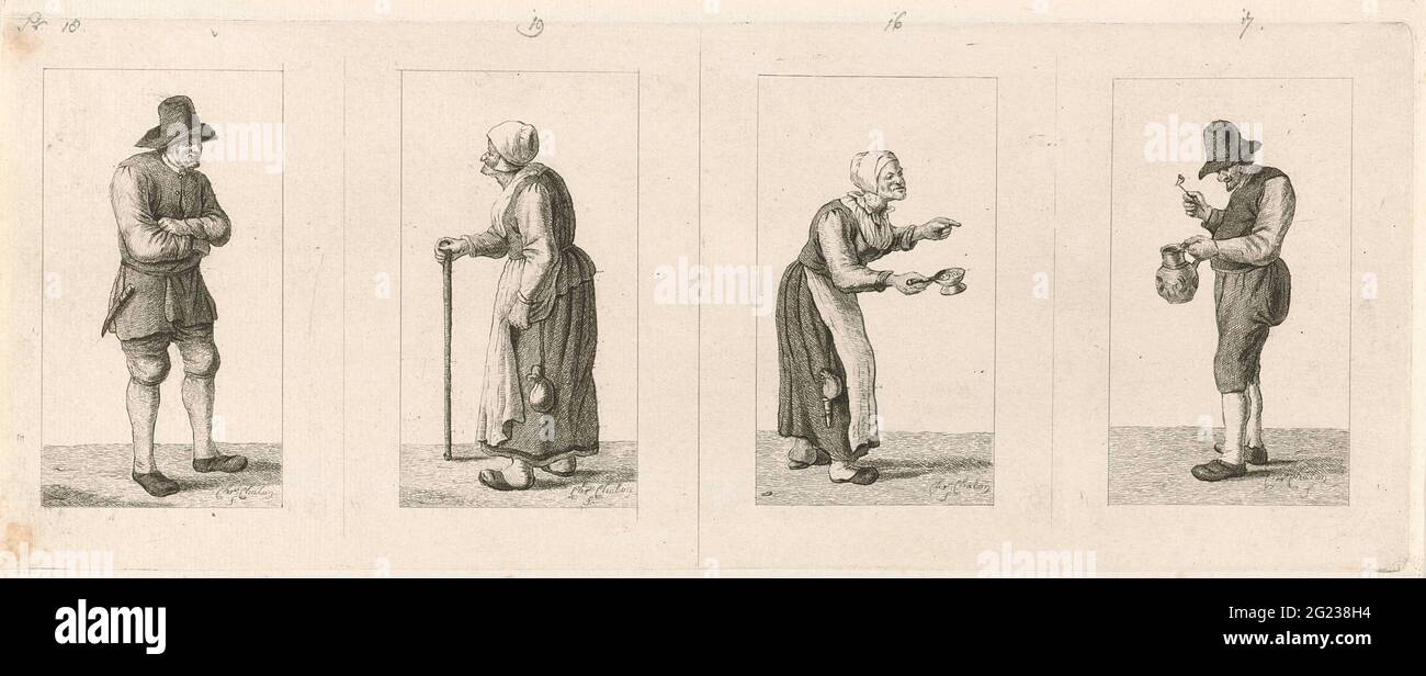 Four representations of a standing figure. Four representations of a ...