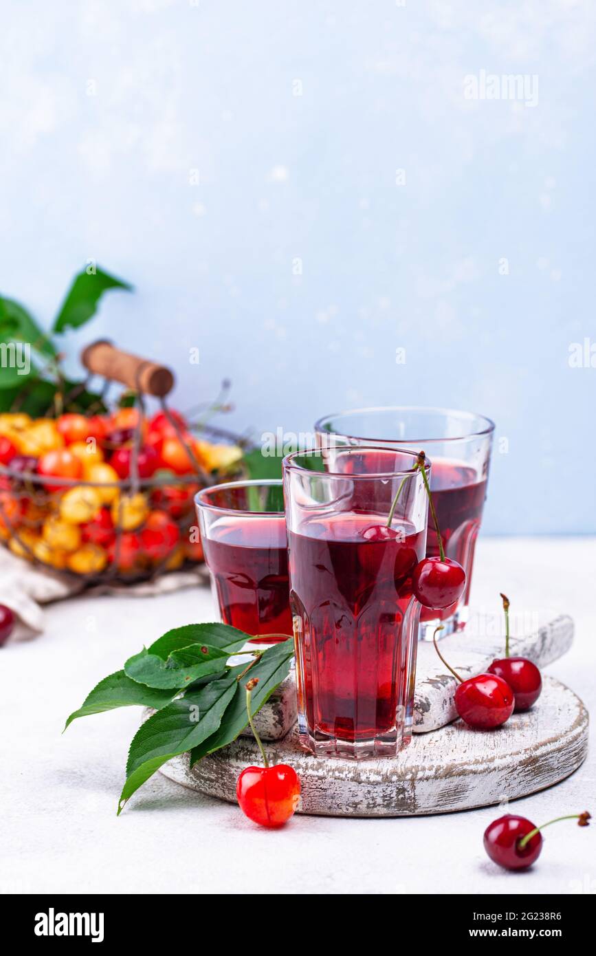 Fresh cherry juice. Summer drink Stock Photo - Alamy