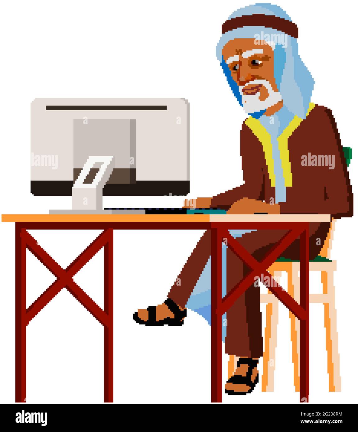 serious old man ceo chatting with employee on computer cartoon vector ...