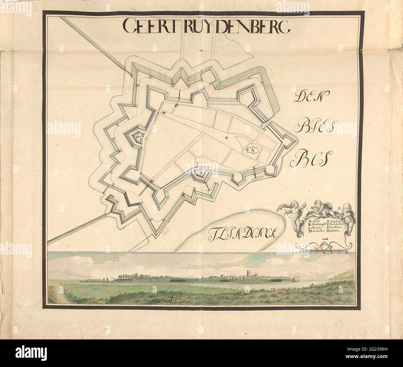 Map and profile of Geertruidenberg, 1706; Geertruydenberg. Map of the ...