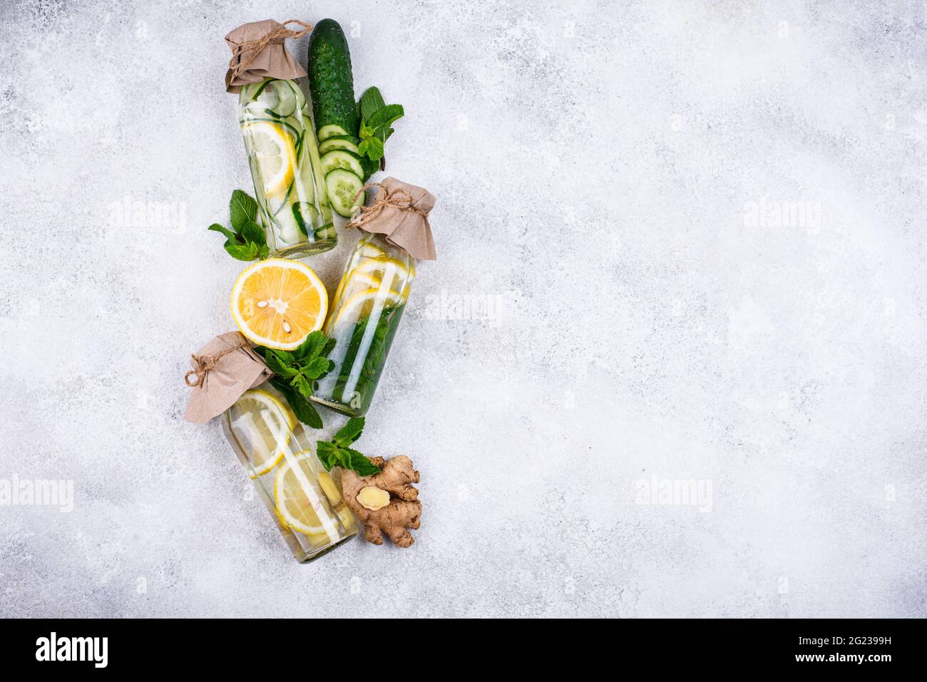Set of various healthy detox water Stock Photo - Alamy