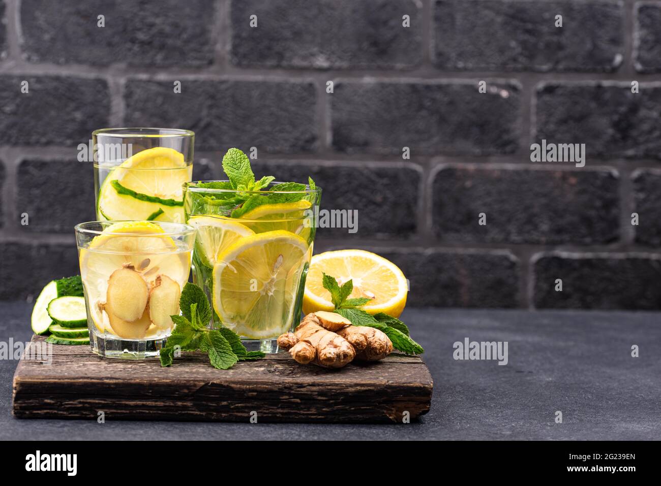 Set of various healthy detox water Stock Photo - Alamy