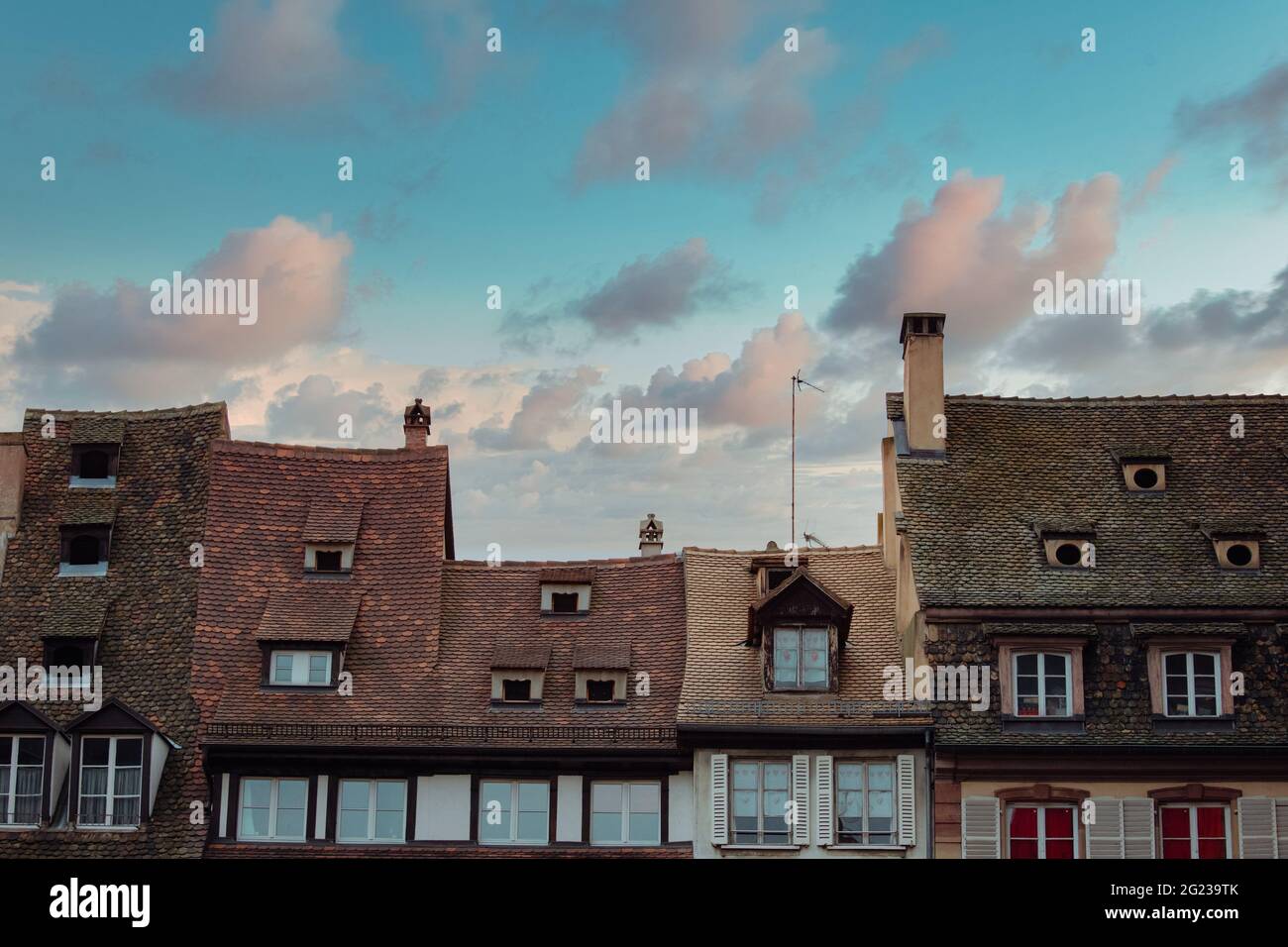 Strasbourg medieval city center half-timbered house rooftops Alsace ...