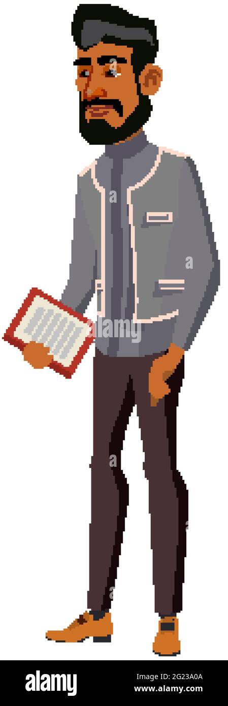 hispanic young man assistant with checklist in office corridor cartoon ...