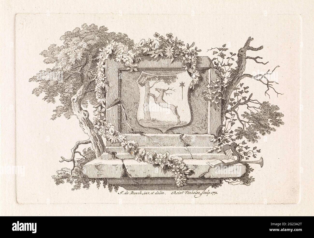 Vignet with the family crest of the Bosch family Stock Photo - Alamy