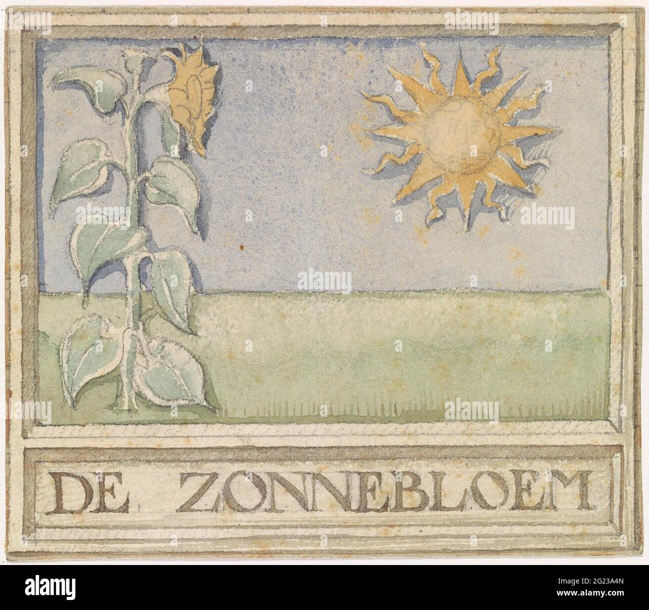 Design for vignette with sunflower and sun; The sunflower Stock Photo ...