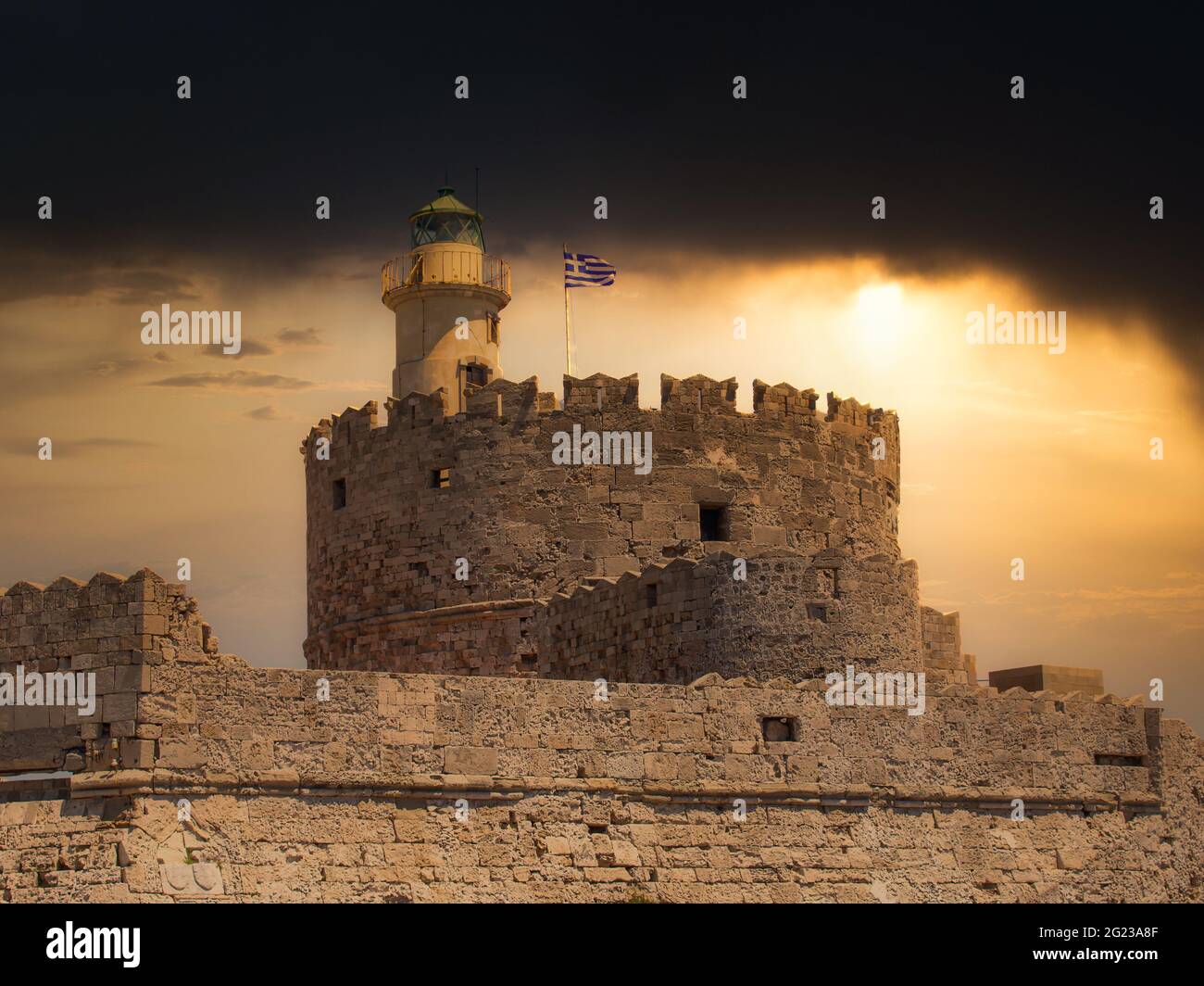The Famous Lighthouse On Rhodes, Greece Stock Photo - Alamy