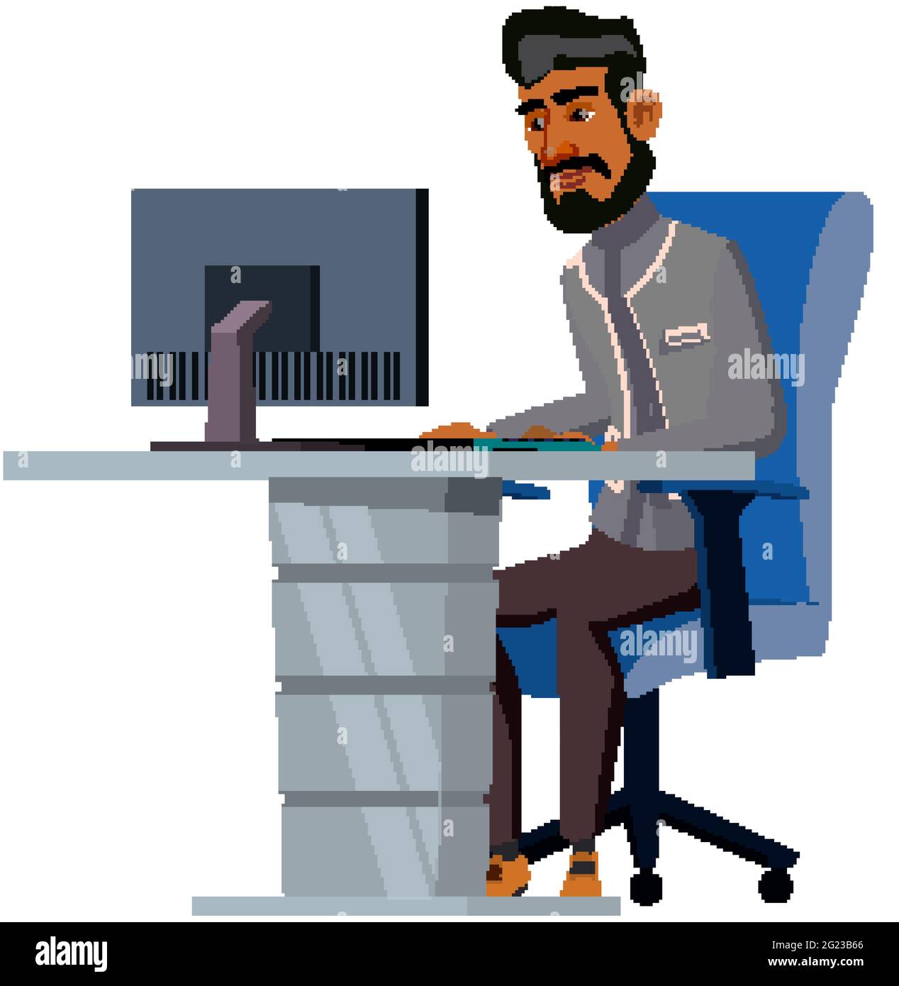 hispanic businessman searching partners on internet cartoon vector ...