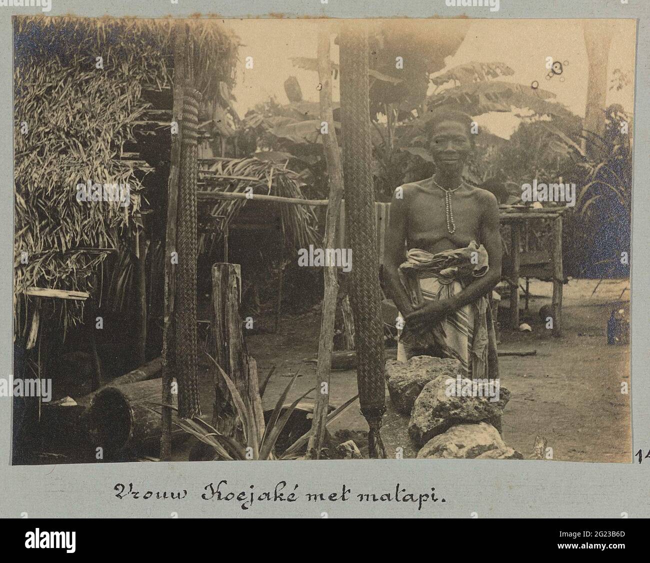 Woman Koejaké with Matapi. A woman (possibly called Koejaké) standing ...