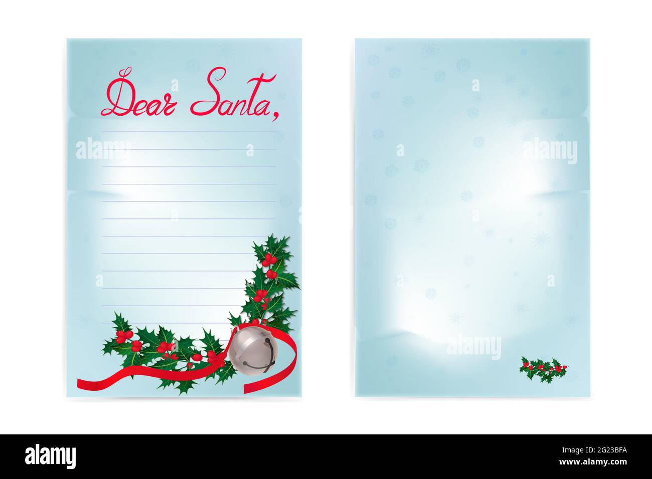 Template of the Christmas wish list with a drawing. Two sides for ...