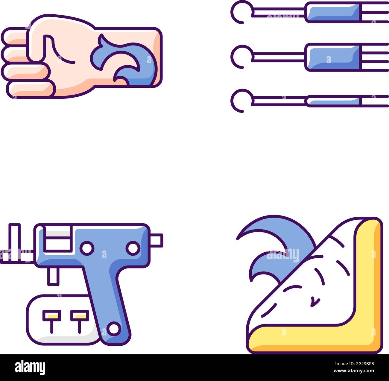 Tattoo and piercing tools RGB color icons set Stock Vector Image & Art ...