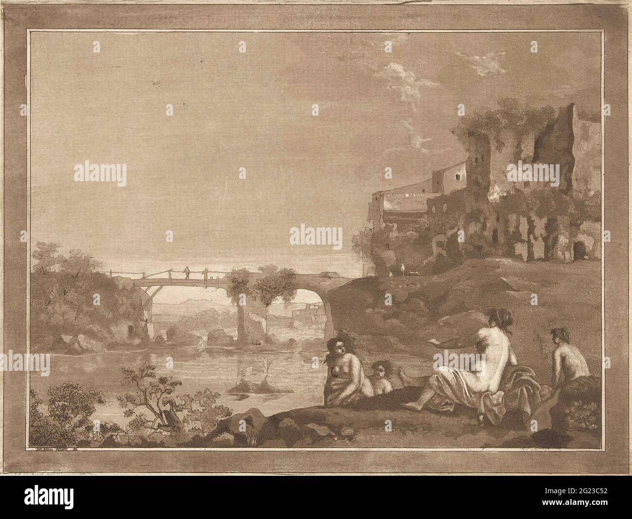 Landscape with bathing nymphs. A landscape with the right in the ...