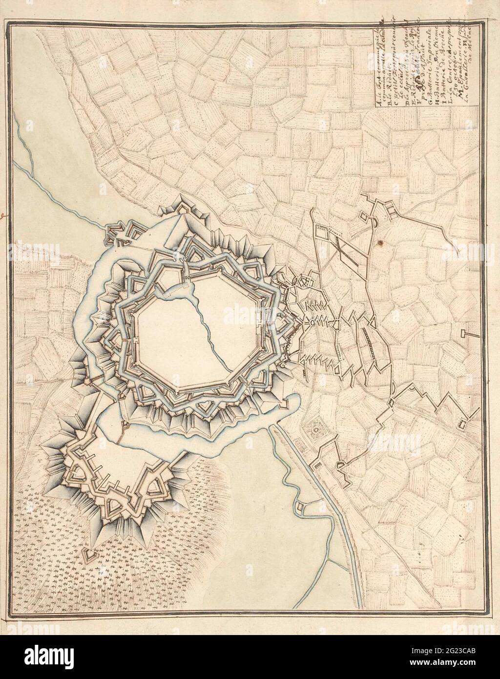 Map of Landau, ca. 1701-1715. Map of the reinforcements around the city ...