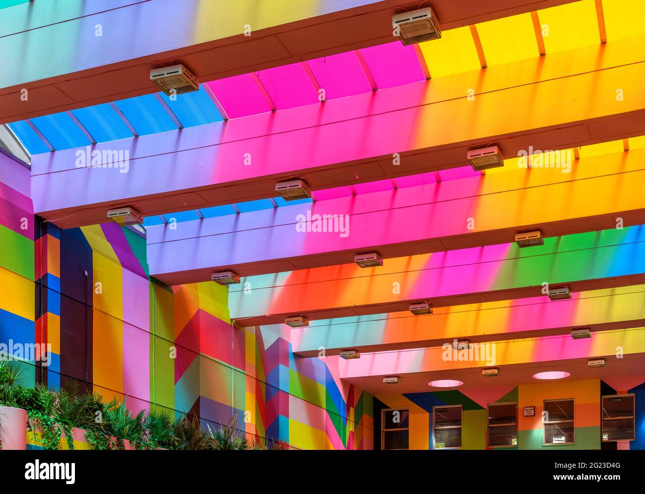 Colourful, vibrant, art installation of vinyl murals at Hertford Street ...