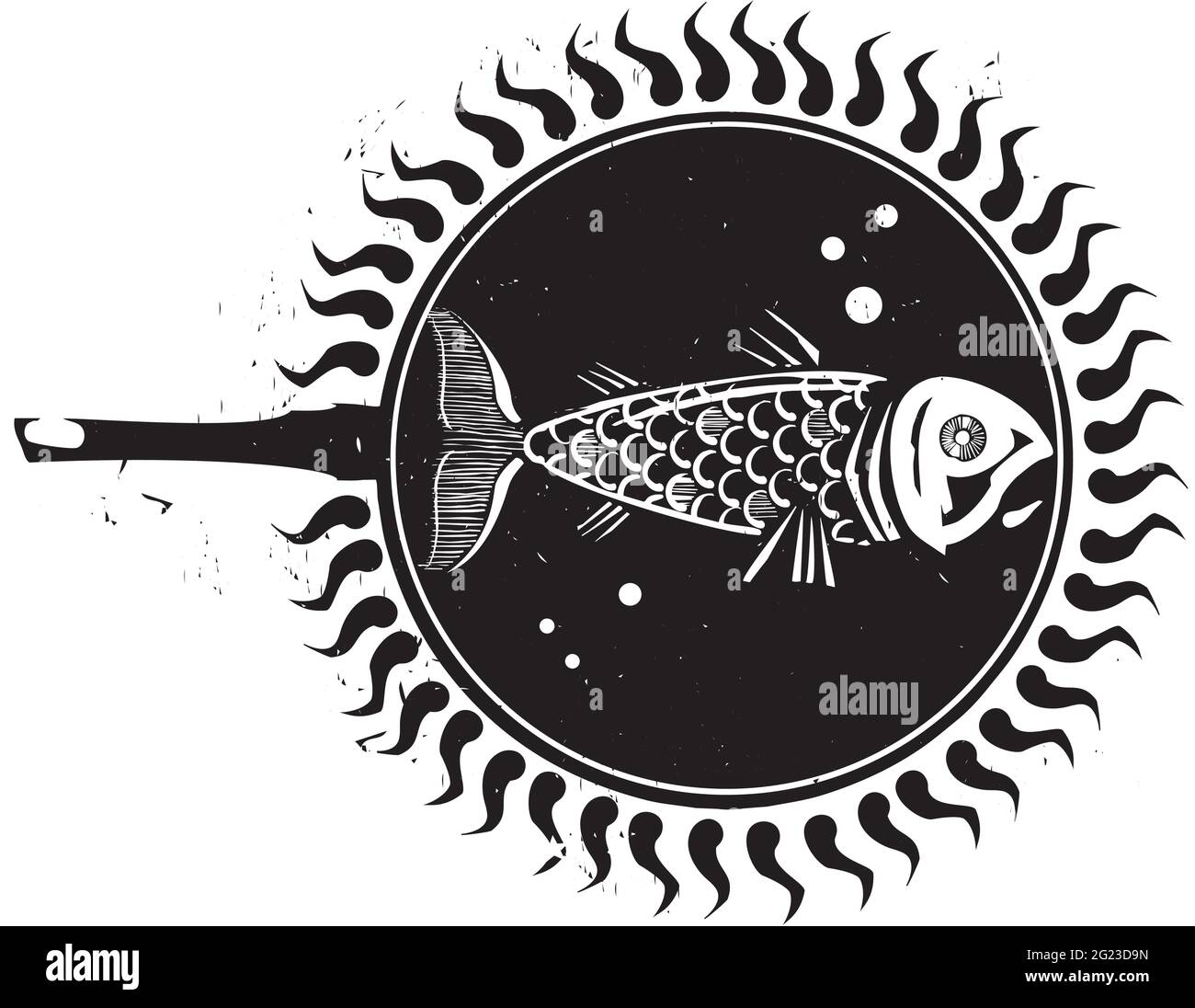 Fish fry in pan Stock Vector Images - Alamy