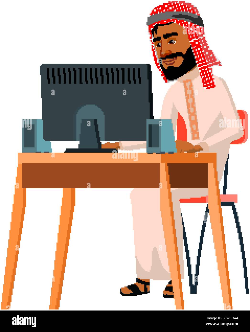 arabic man support service worker online consultation on computer ...