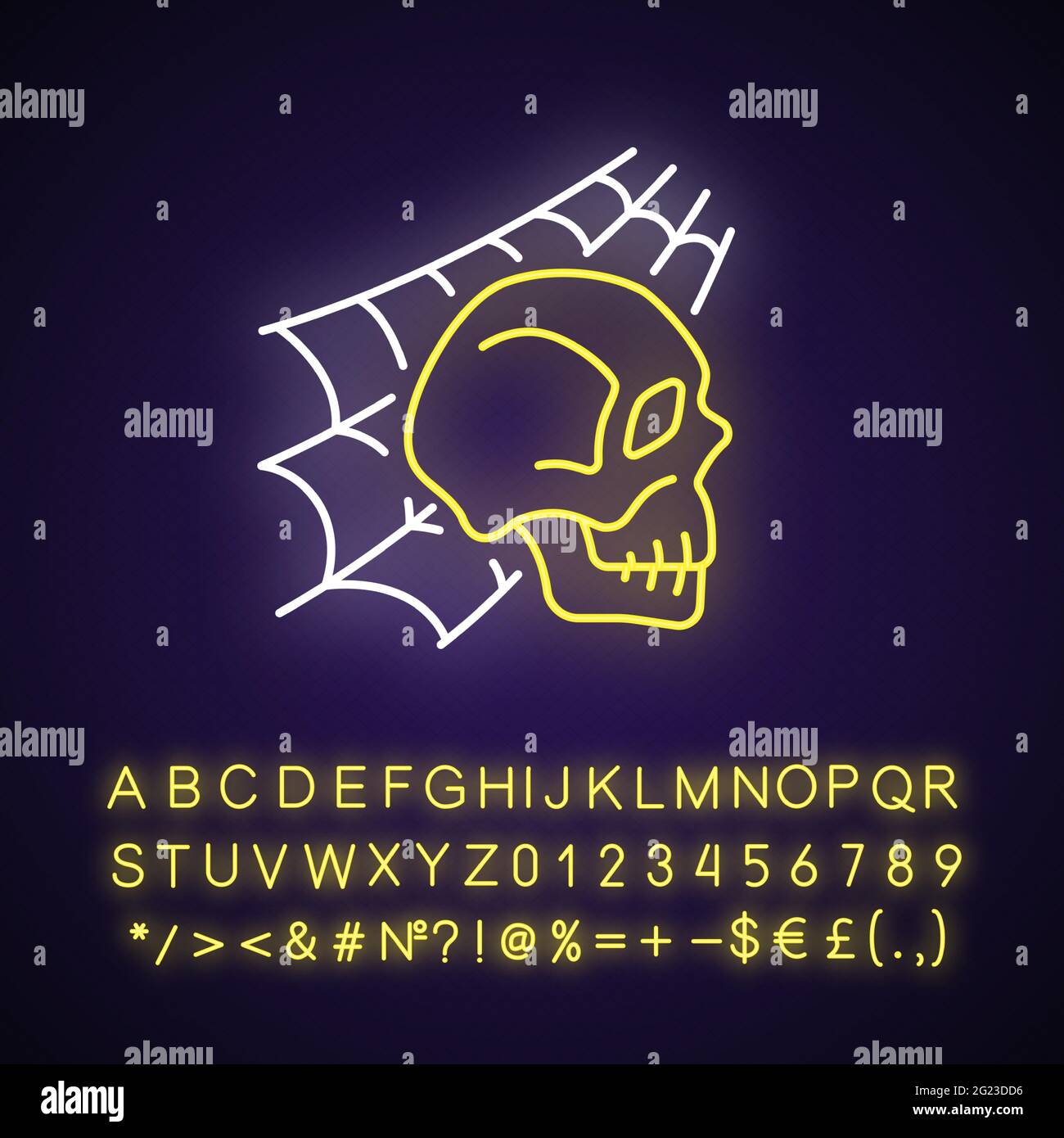 Skull with spider web neon light icon Stock Vector Image & Art - Alamy