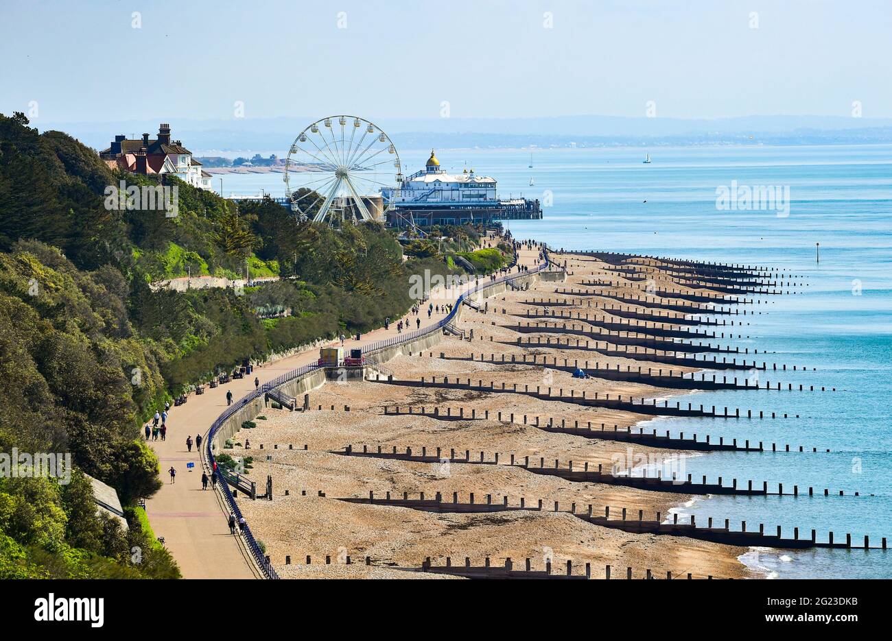 View overlooking Eastbourne seafront , beach and pier taken from South ...