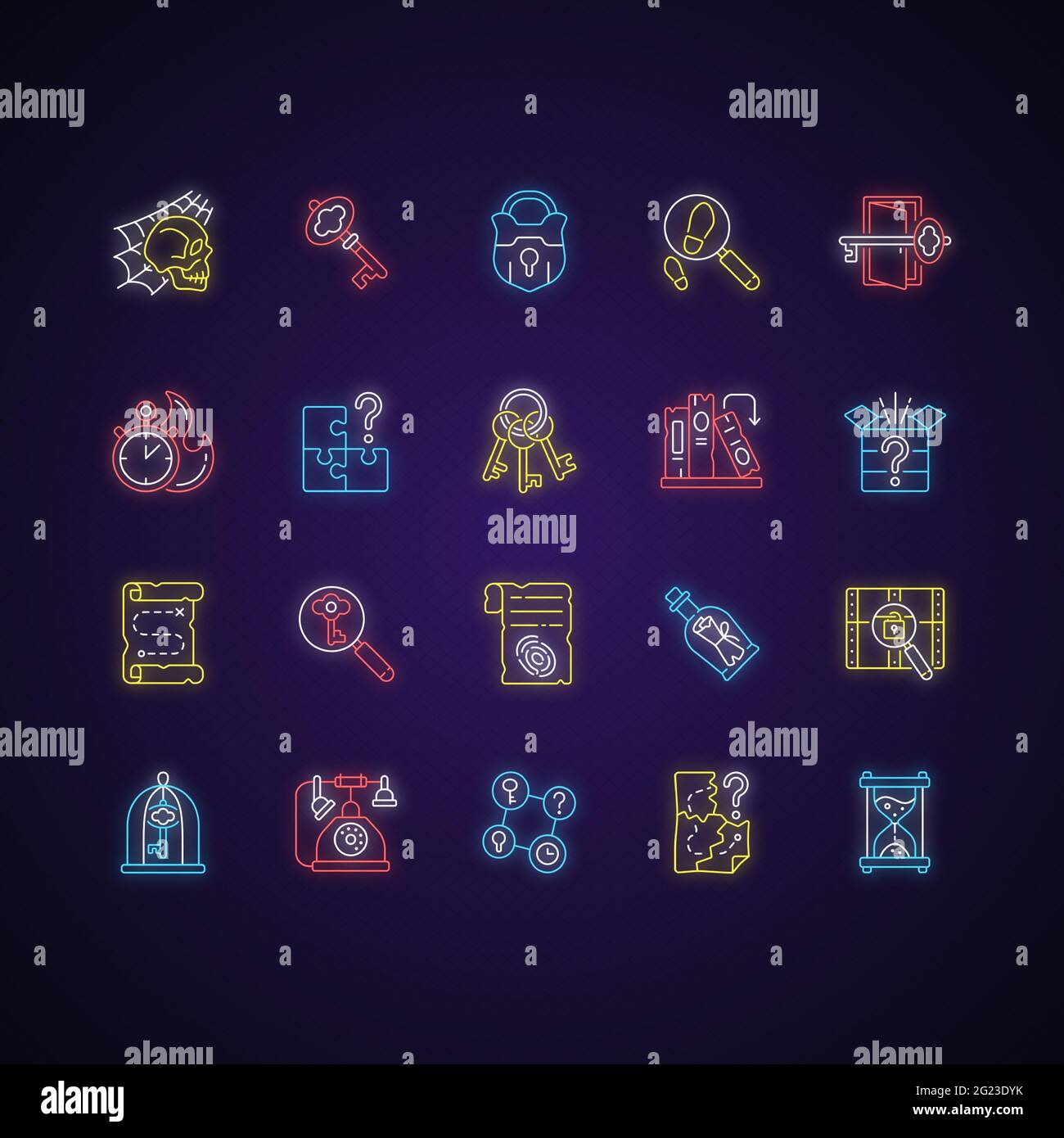 Escape room neon light icons set Stock Vector Image & Art - Alamy