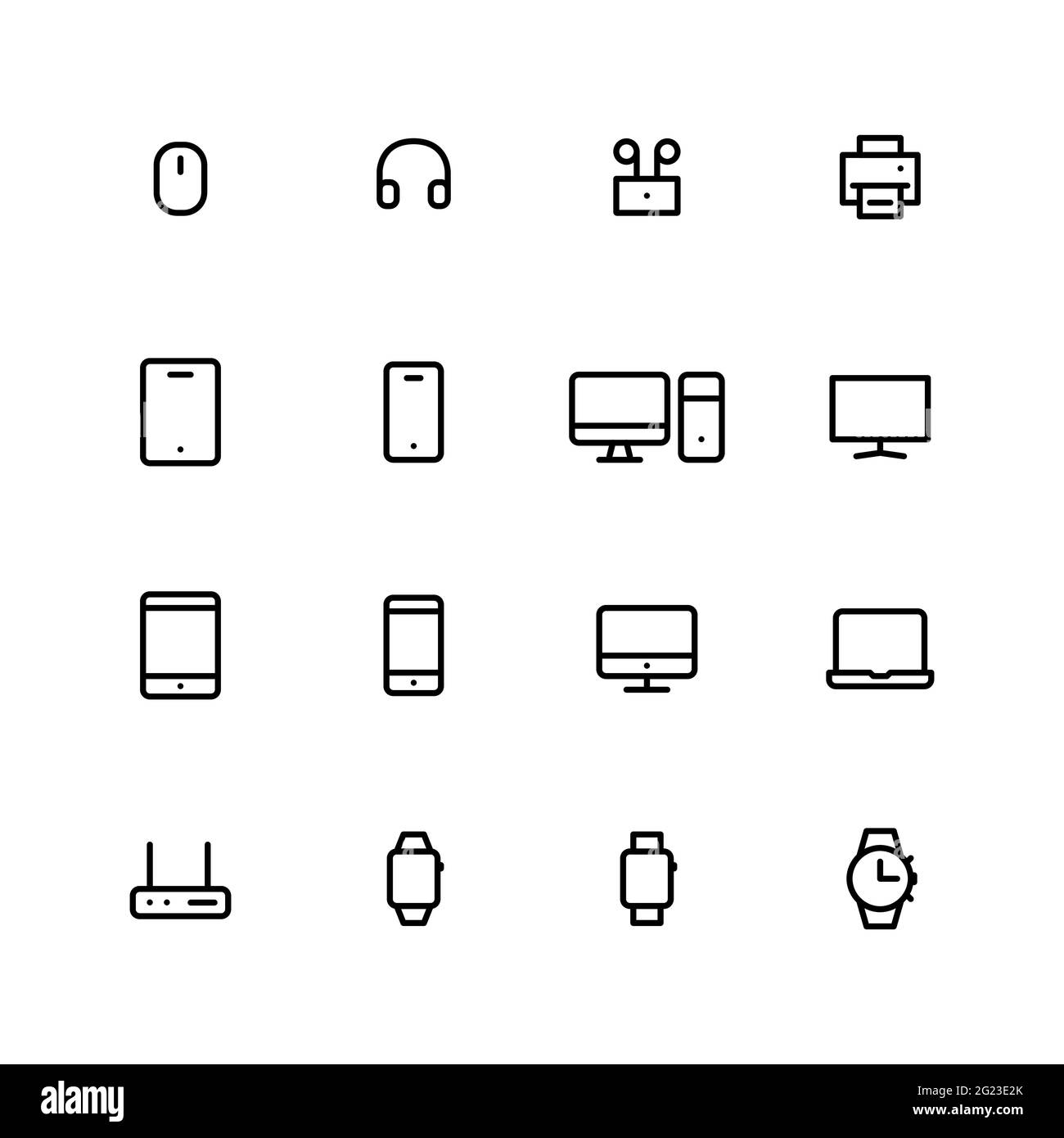 Line art set devices Cut Out Stock Images & Pictures - Alamy