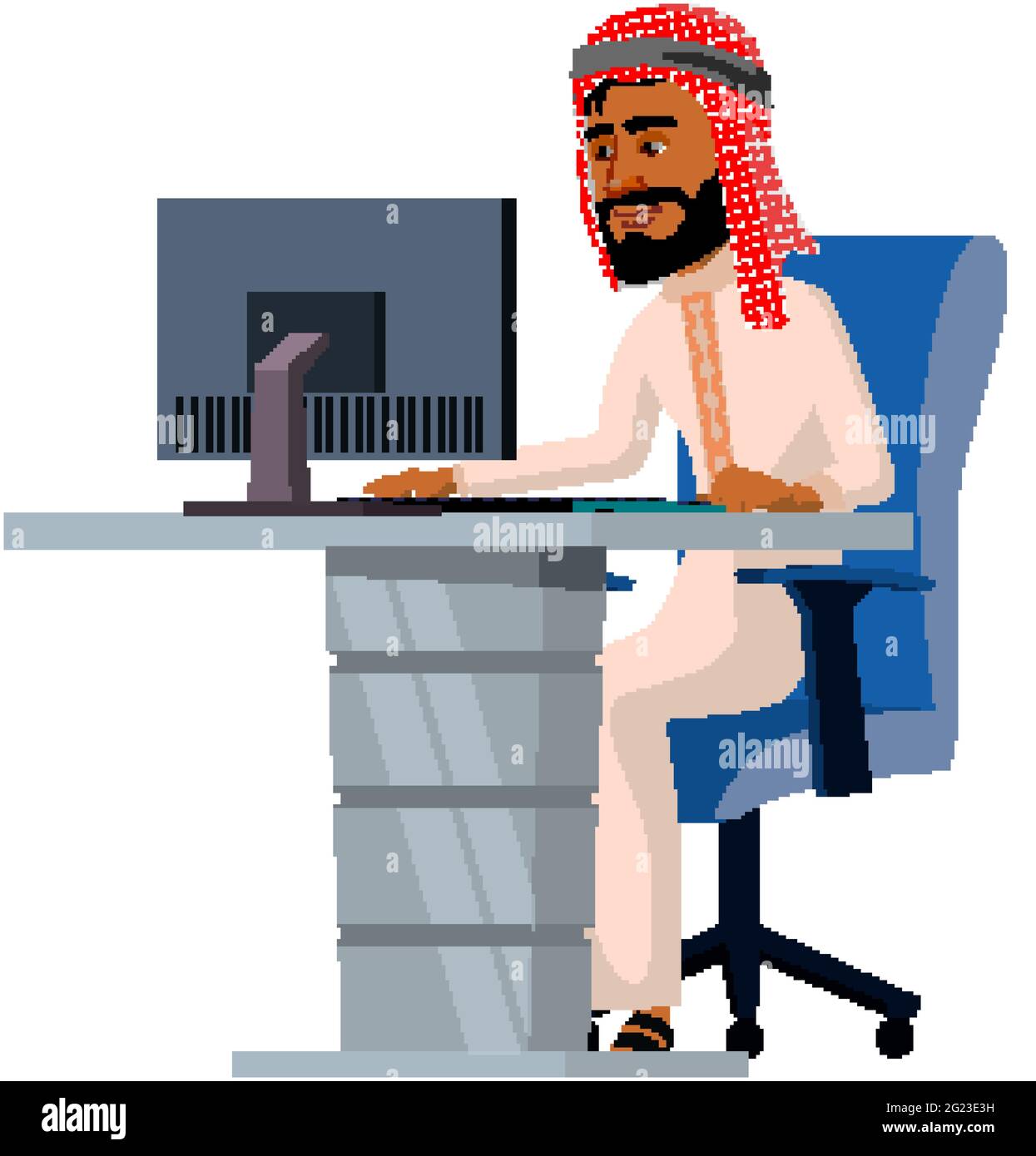 saudi guy work on computer cartoon vector Stock Vector Image & Art - Alamy