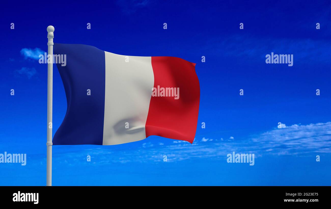 French flag waving in wind hi-res stock photography and images - Alamy