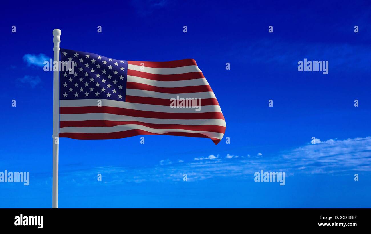 United States of America (USA) flag, waving in the wind - 3d rendering ...