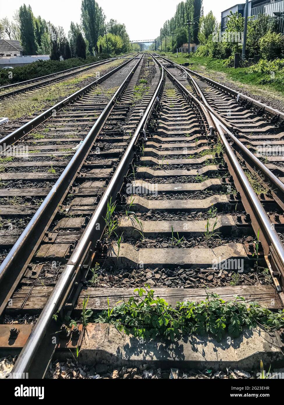 Railroads. railway. Sleepers and rails. rail transit Stock Photo - Alamy