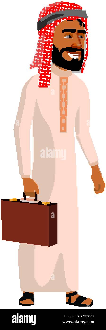 saudi man businessman with case on conference cartoon vector Stock ...