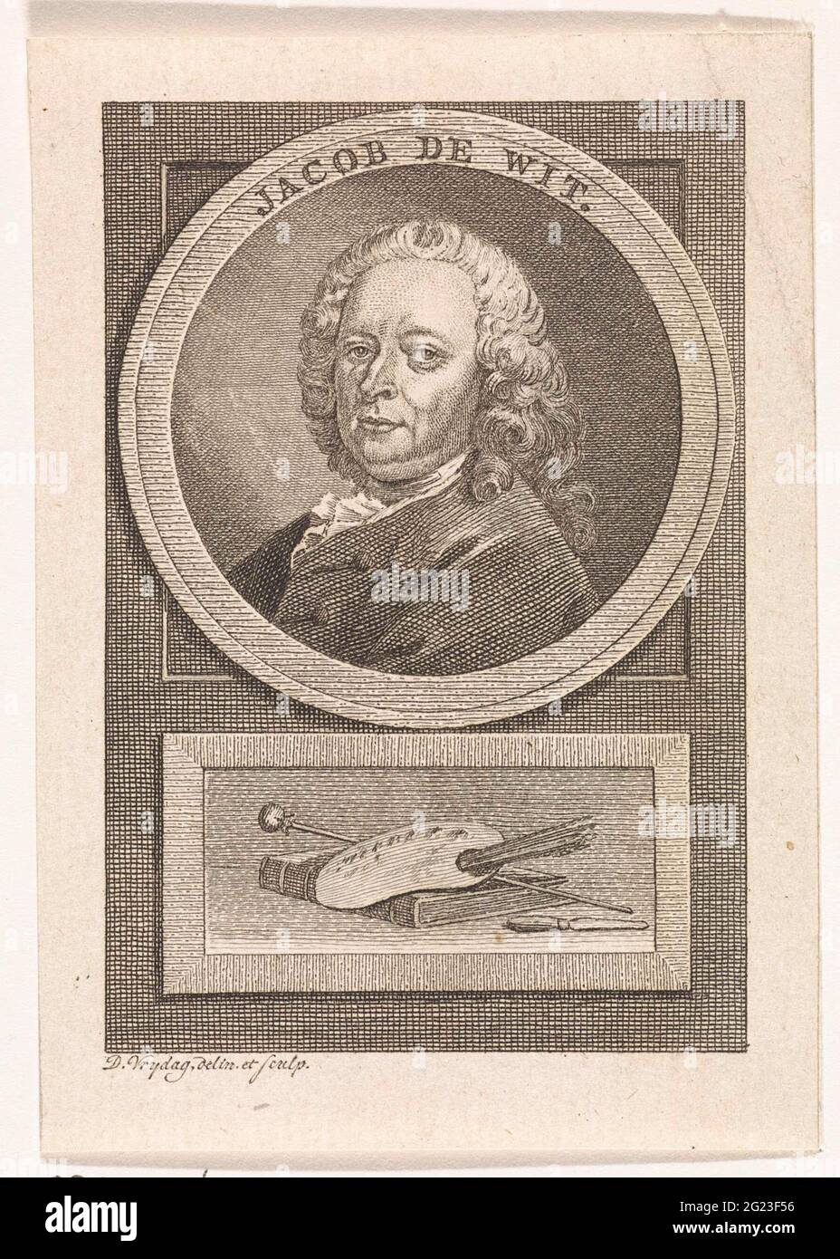Portrait of the painter Jacob de Wit. In the context under his portrait ...
