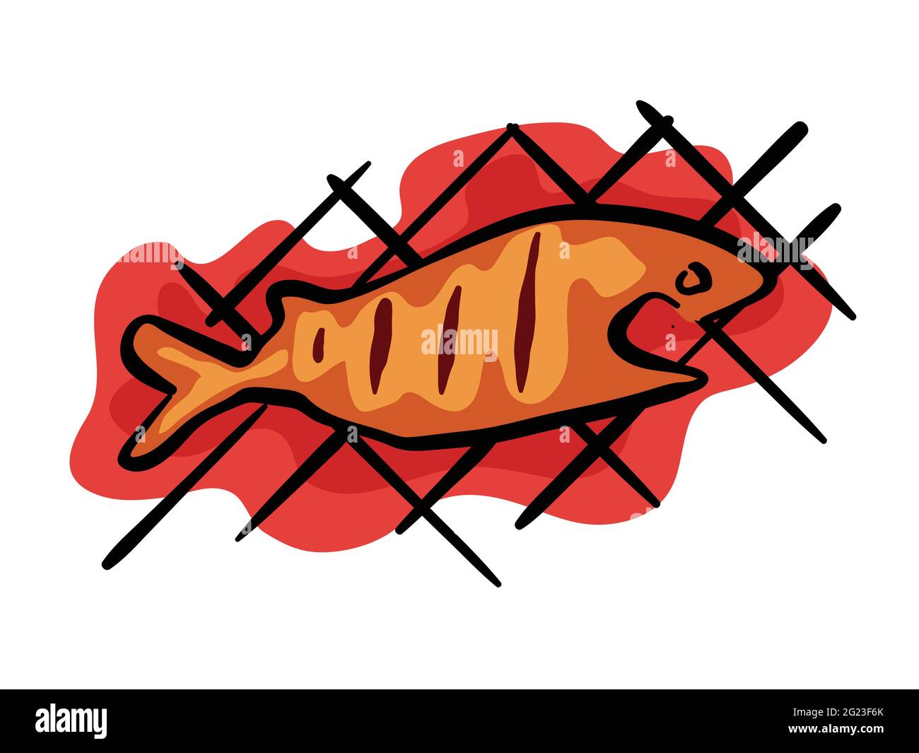 Grilled cartoon fish bbq vector isolated on white background Stock ...