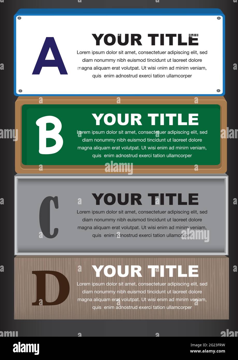 Four different designs for placards and notice board with copy space ...