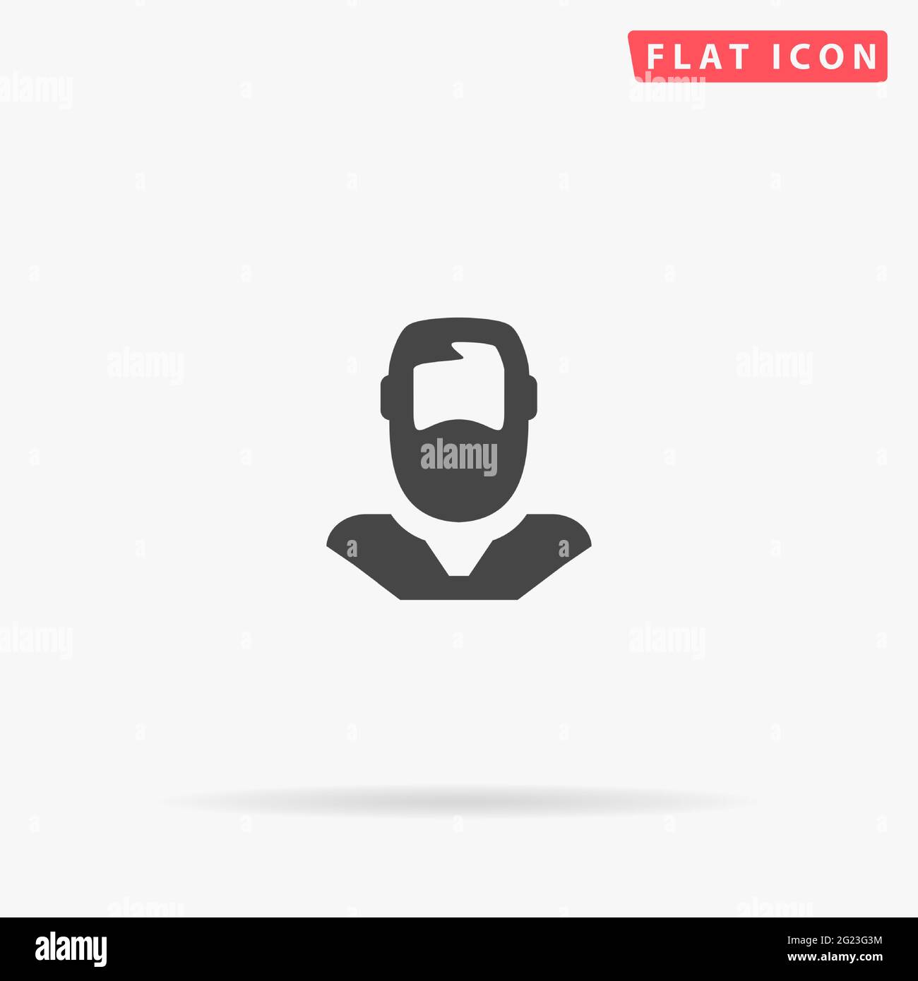 Bearded man flat vector icon. Hand drawn style design illustrations ...
