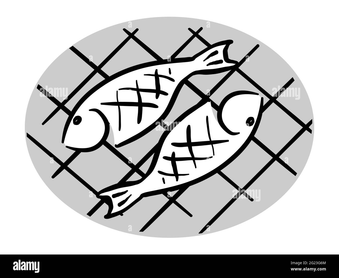 Doodle healthy fish sea Black and White Stock Photos & Images - Alamy