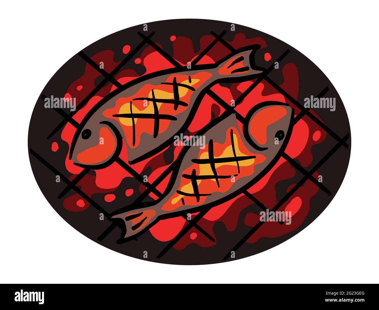 BBq Fish illustration vector isolated on white background Stock Vector ...