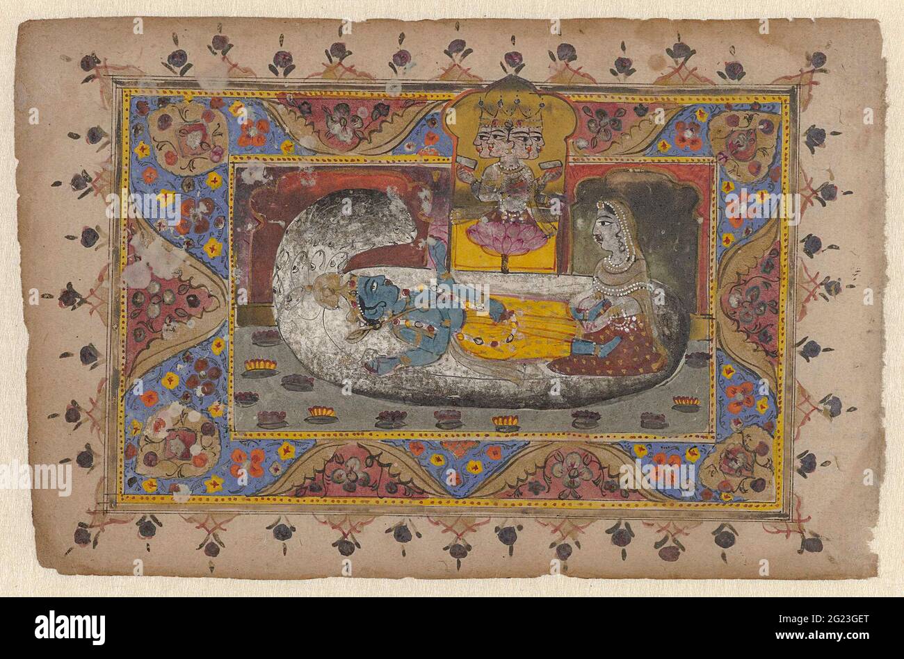 Vishnu at the world's hose Ananta, birth of Brahma. Vishnu is on the ...