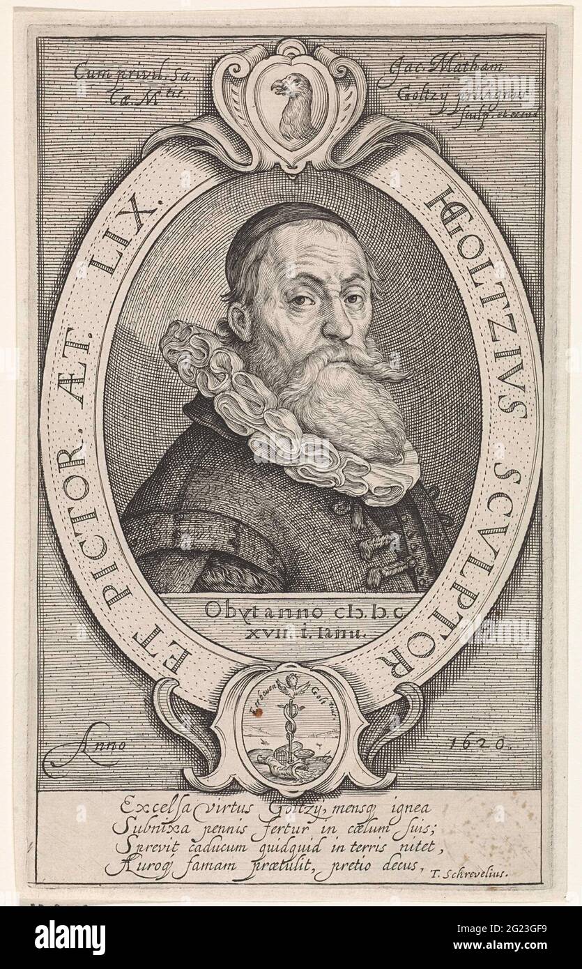 Portrait of Hendrick Goltzius to the right. Portrait of the painter and ...