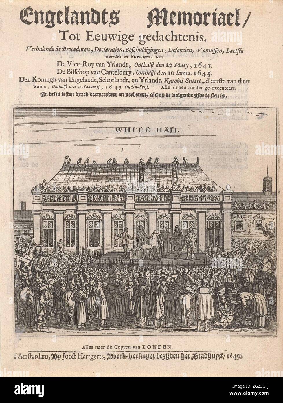Execution for Whitehall in London; Title page for: Englandts Memoriael ...